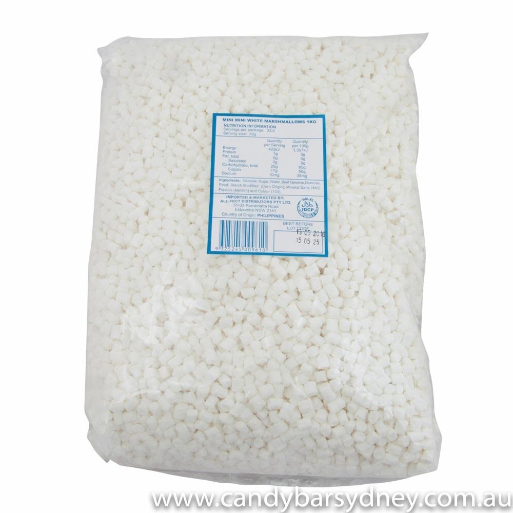 Mini White Marshmallows 1kg - Candy Bar Sydney