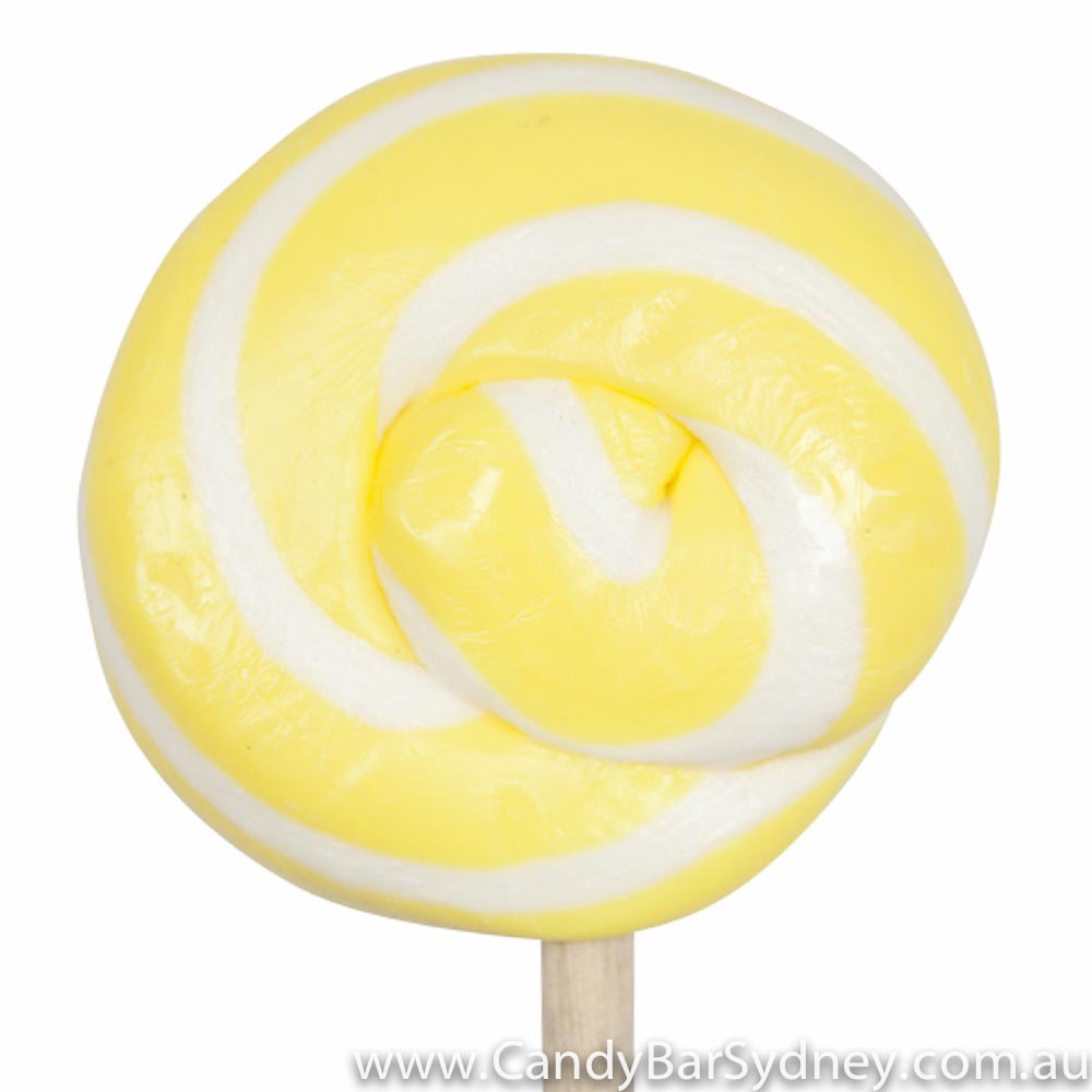 Yellow & White Swirl Rock Candy Lollipop - Candy Bar Sydney