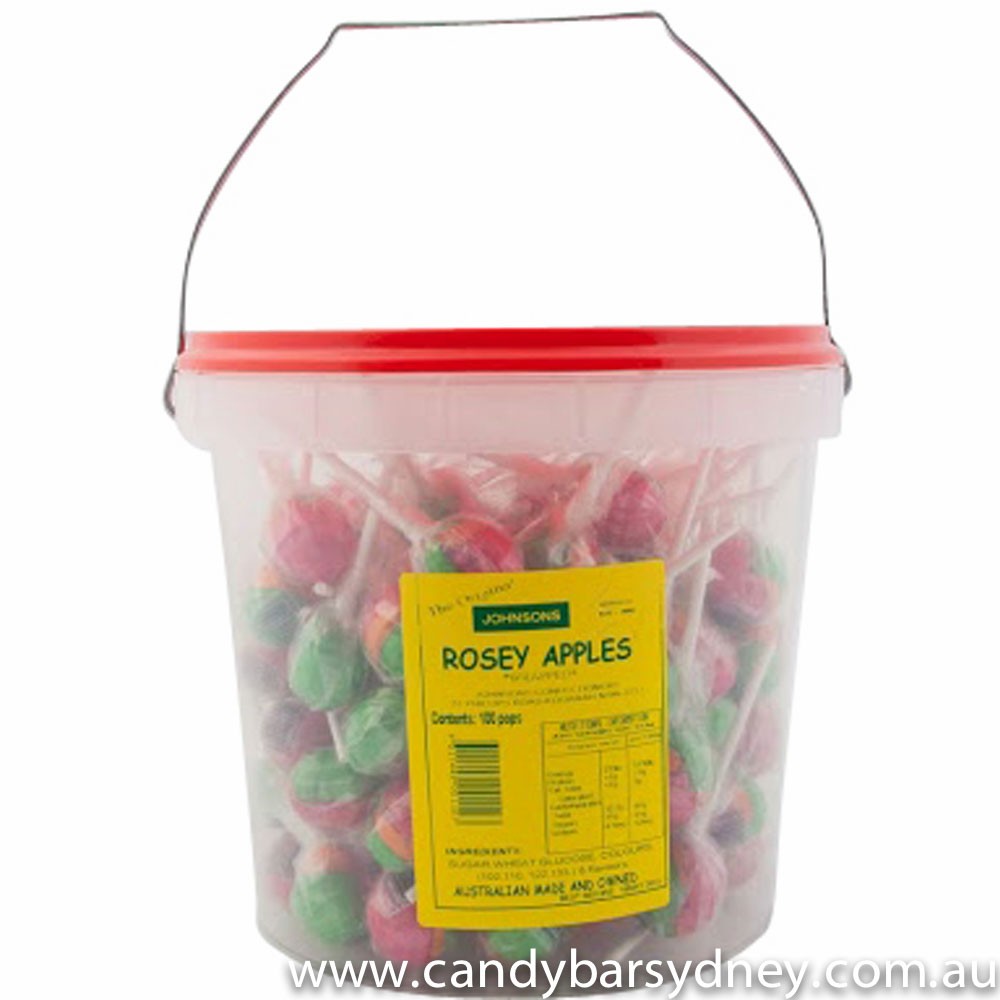 Rosey Apple Lollipops 100 Bulk Pack - Candy Bar Sydney