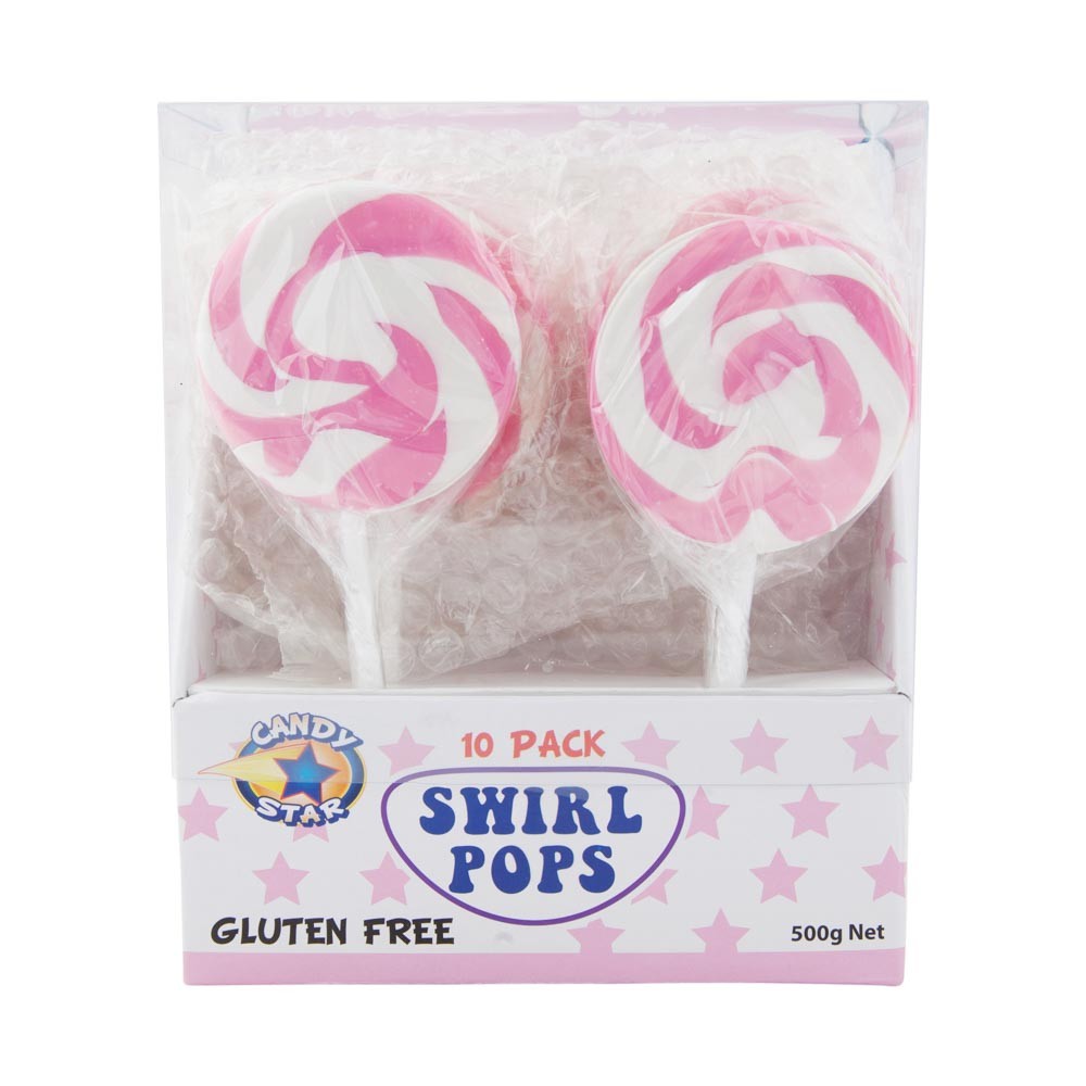 Pink Swirl Lollipops 50g - 10 Pack - Candy Bar Sydney