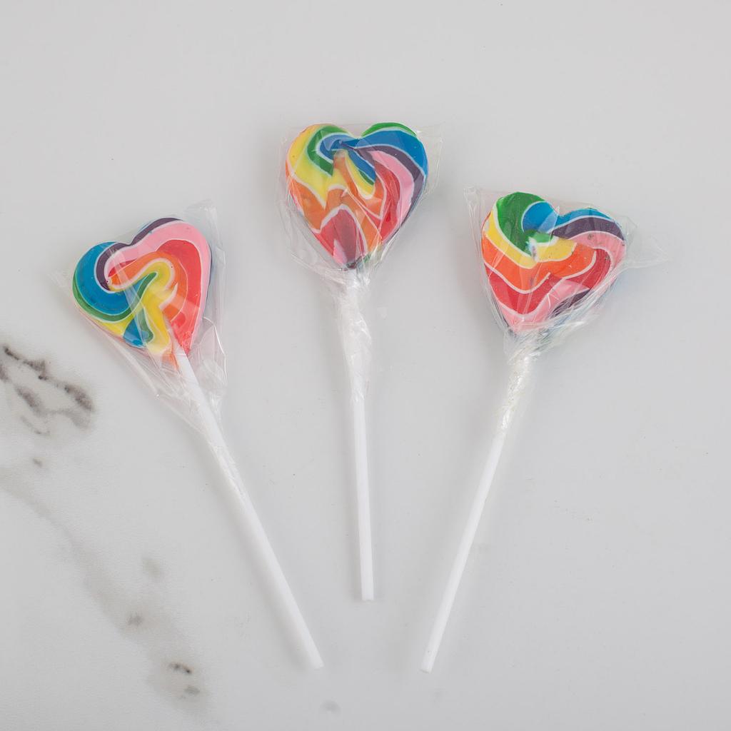 Rainbow Mini Swirl Heart Lollipops 24 Pack - Candy Bar Sydney