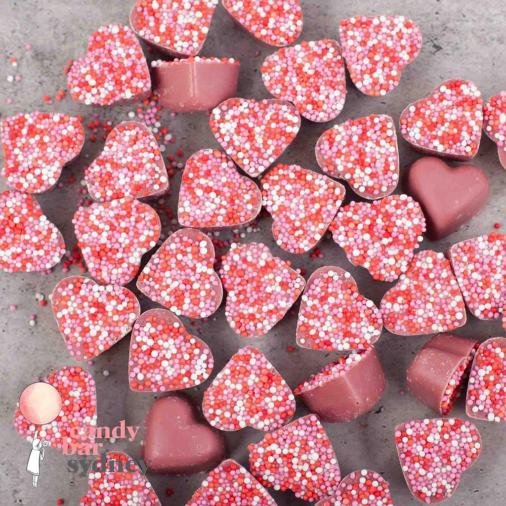 Belgian Ruby Chocolate Freckle Hearts | Candy Bar Sydney