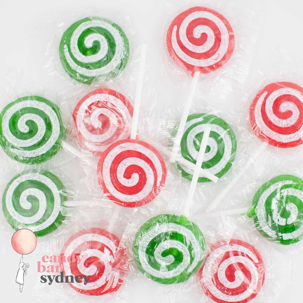 Red & Green Swirl Pops Bulk 1kg - Candy Bar Sydney