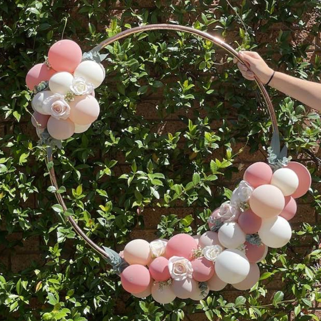 Balloon Hoop 70cm with Silk Flowers and Greenery - Candy Bar Sydney