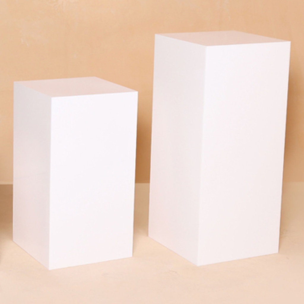 Large Square Plinth Hire - 30 x 30 x 90cm - White Acrylic Cake Stand ...