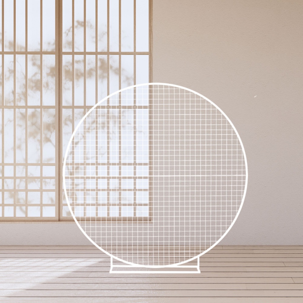 1.5m Round White Mesh Backdrop Frame Hire | Candy Bar Sydney
